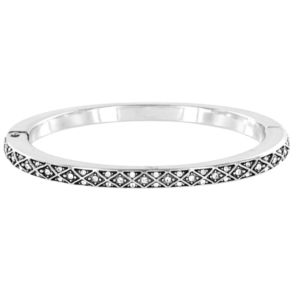 Brighton | Jewelry | Brighton Diamond Hinged Bangle W Inset Swarovski ...